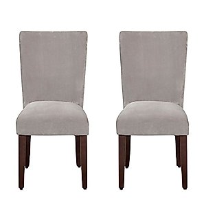 HomePop Parsons Classic Upholstered Accent Dining Chair, Set of 2, 19"D x 23.5"W x 38"H, Gray Velvet