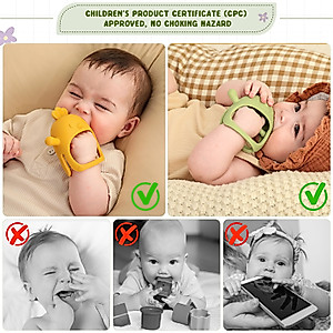 TinyHalo 2pcs Silicone Baby Teething Toys, Self-Soothing Healthy Oral Development Teething Mittens, BPA Free, Anti-Drop, Adorable and Colorful Baby Chew Toys for Sucking Needs (Mango)