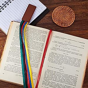 6 Pieces Bible Ribbon Bookmark Multi Ribbon Page Marker Leatherette Bookmark Artificial Leather Bookmark with Colorful Ribbons for Books (Bright Color)