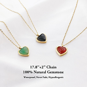 SmileBelle Heart Necklace Carnelian Necklace for Girls, Gold Heart Necklaces Spiritual Gifts for Women, Red Crystal Heart Necklace as Carnelian Jewelry for Birthday or Lover Anniversary Gifts for Her