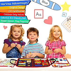 HarVow Busy Board for Toddlers, Montessori Home Teach Life Skills & Learning Skills for Kids 2-4, Montessori Educational Toys, Sensory Autism Toys, Preschool Learning Activity for Boys & Girls Age 1-3