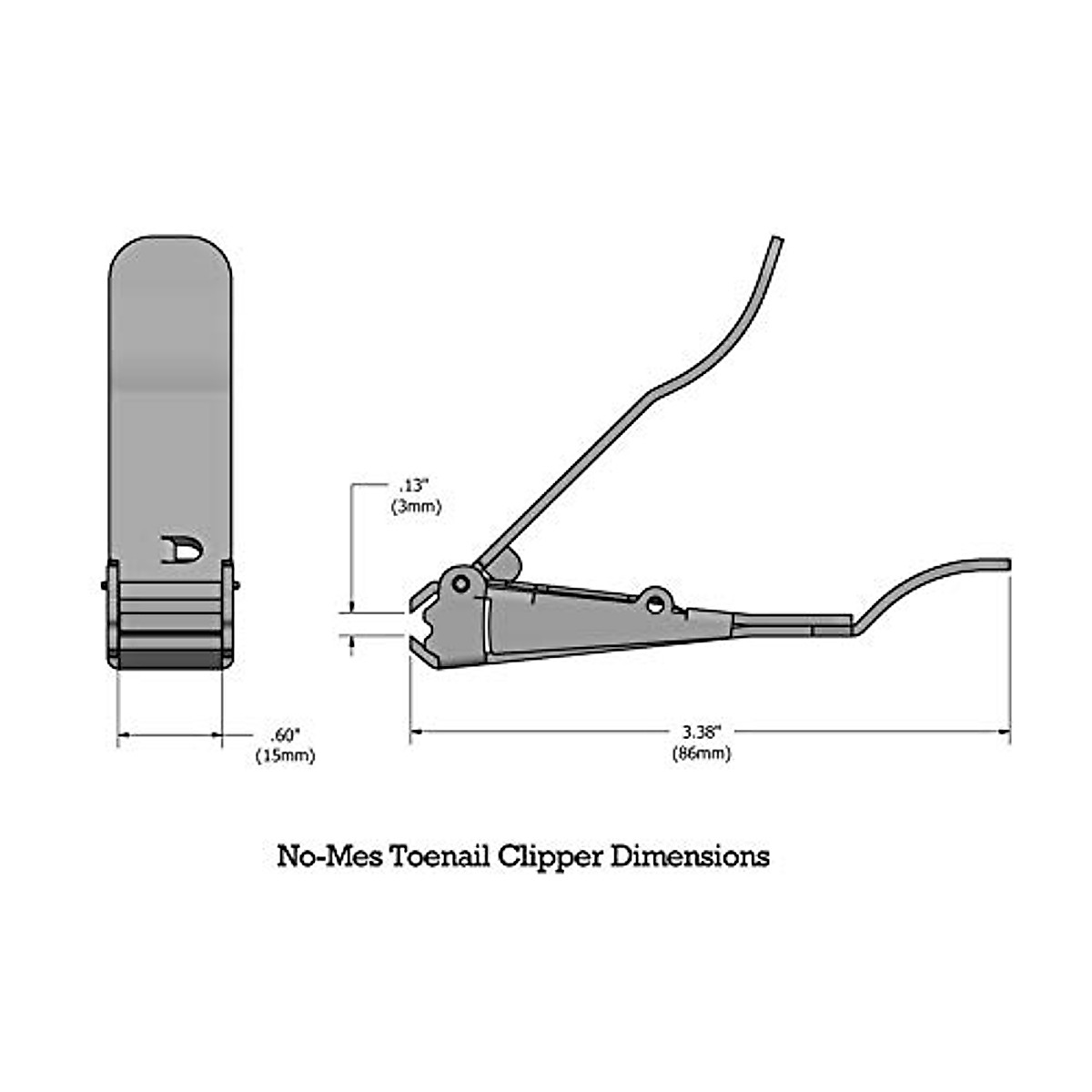 No-mes Toenail Clipper, Catches Clippings, Patented Ergonomic Grip, Made in USA