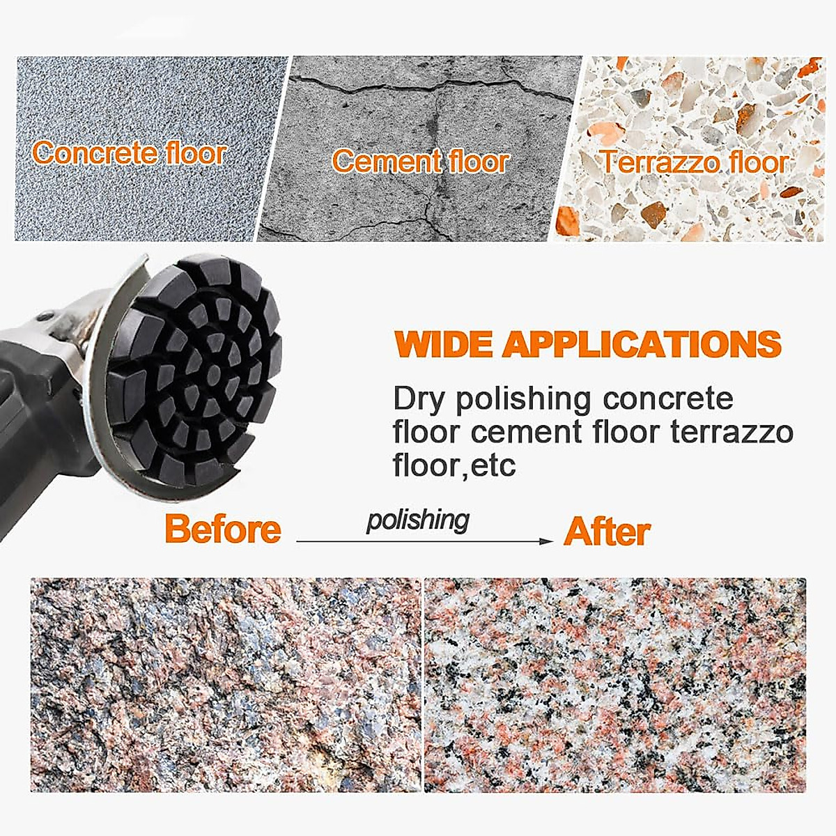 Diamond Concrete Polishing Pads - BRSCHNITT 6pcs 4 inch Grit#30 Resin Bond Renew Pads Beton Floor Renew Reparing Disk