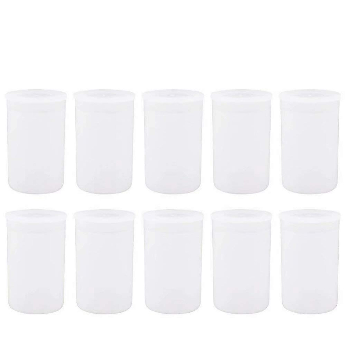 10Pack Film Canisters with Caps White Clear Plastic Empty Film Canister Case for Storing Small Accessories,Film,Keys,Coins,Art Beads Tiny Storage Containers