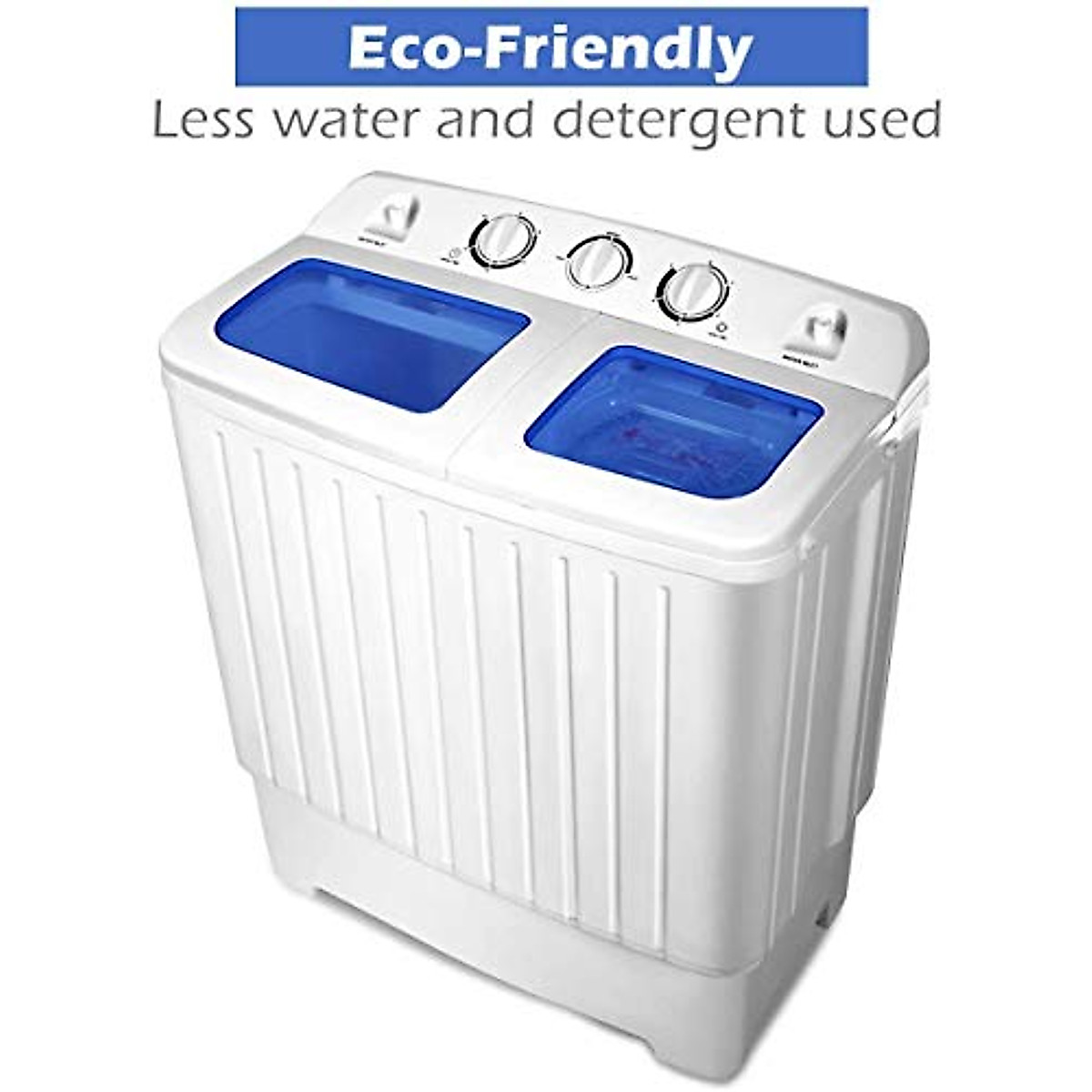 Casart Portable Mini Compact Twin Tub Washing Machine 17.6lbs Washer Spain Spinner Portable Washing Machine, Blue+ White