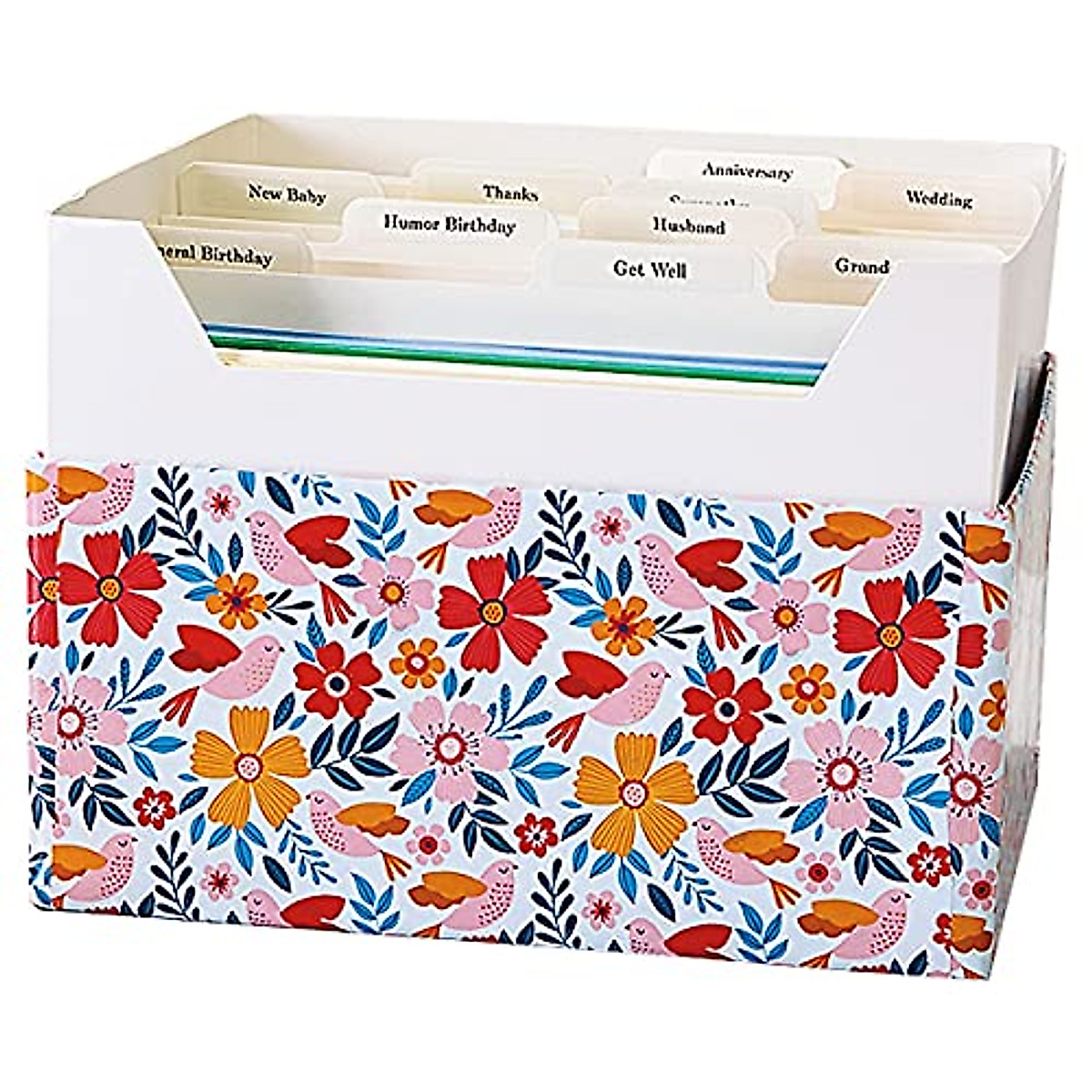 Blossom Greeting Card Organizer Box - Stores 140+ cards (not included). 7" x 9" x 9-1/2"