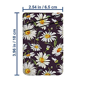 Pack of 2 - Cellphone Stick on Leather Cardholder ( Watercolor Floral Daisy White Pattern Pattern ) ID Credit Card Pouch Wallet Pocket Sleeve