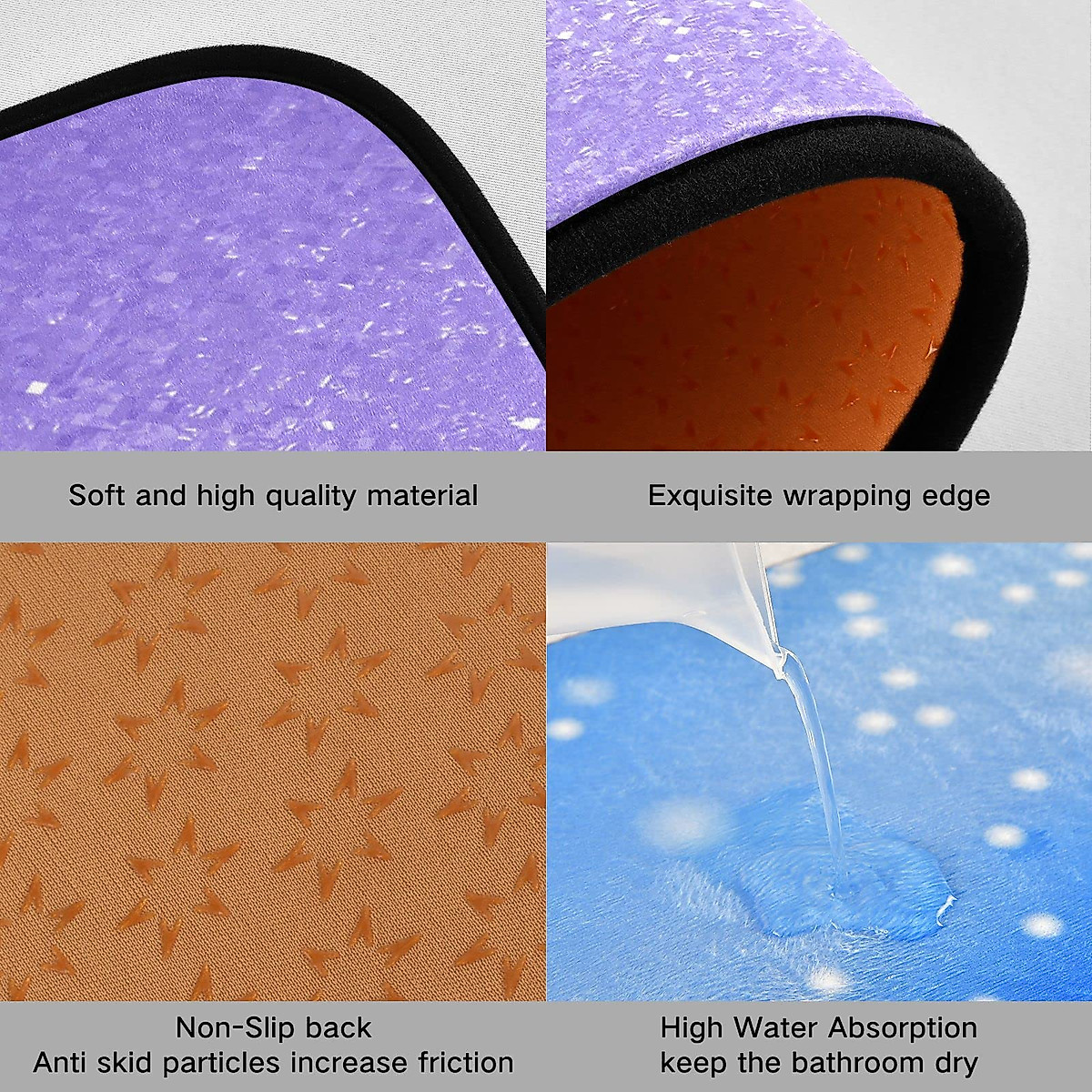 Kigai Purple Sparkle Anti Fatigue Mats for Kitchen Floor,Set of 2 Non Skid Washable Waterproof Anti Kitchen Floor Mats for Kitchen Office Laundry Room Bathroom (19"x27"+19"x47")