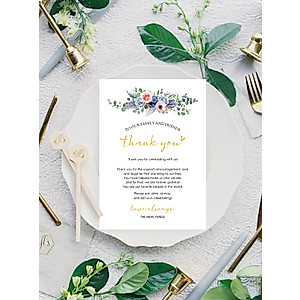 HUIHUANG Place Cards, 50 Pcs Greeting Card for Wedding, Bridal Shower, Thank You, 4 x 6 in, Blue Floral