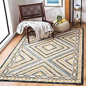 SAFAVIEH Aspen Collection 8' x 10' Navy / Gold APN809N Handmade Boho Wool Area Rug