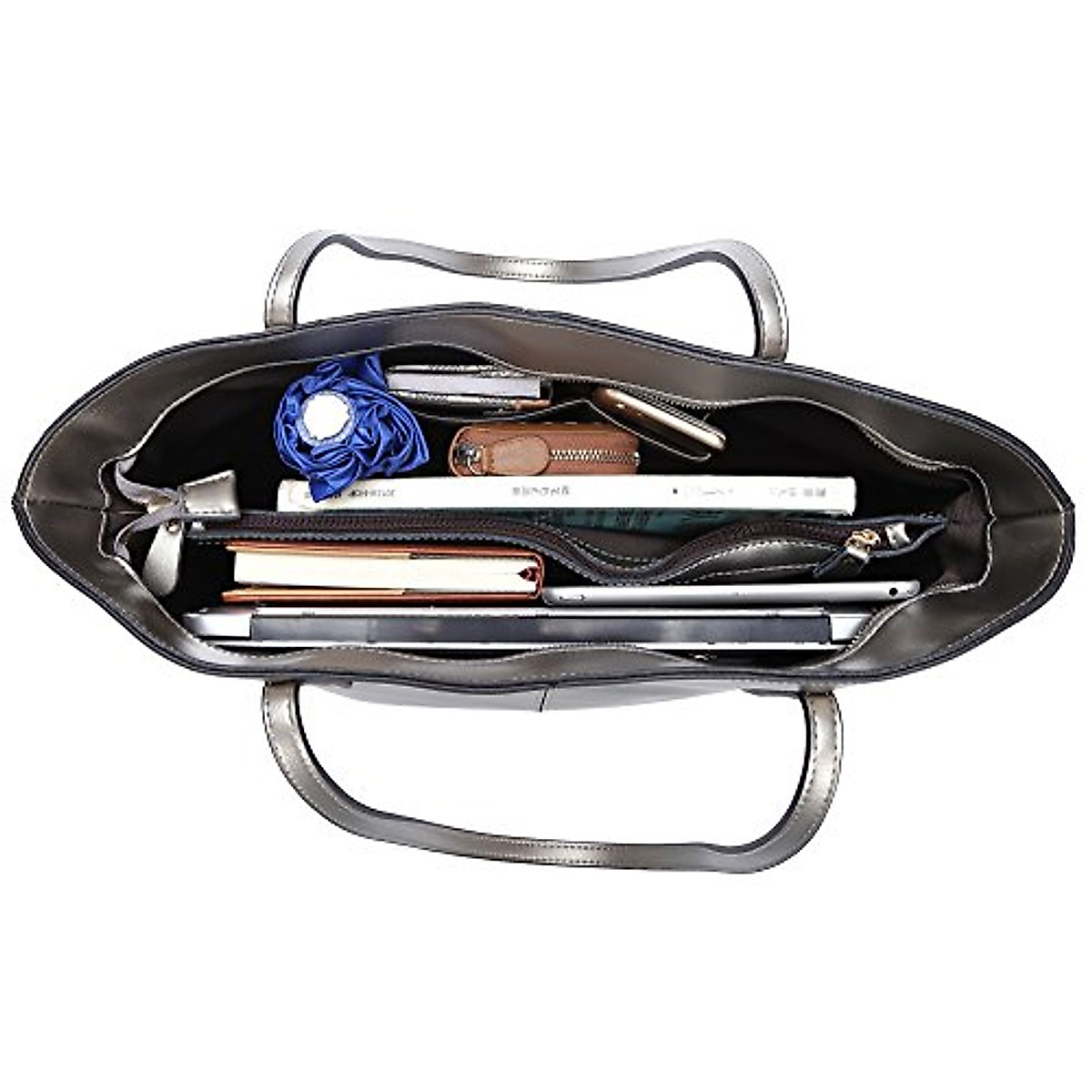 Covelin Women's Handbag Genuine Leather Tote Shoulder Bags Soft Hot Silver grey