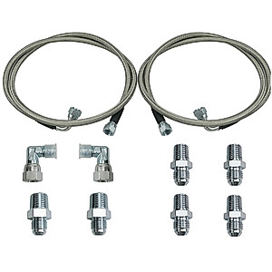 6AN Transmission Cooler Lines Fit for GM Chevy 1996-2021 4L80E Ford C4 C6 AOD Turbo 350 400 200 200R4 4L60 4L60E 4L65E, 52 Inches Transmission Cooler Hose Fittings Replace TH350 700R4 TH400