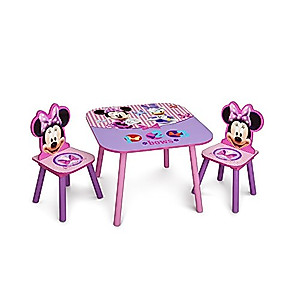 Delta Children Kids Table and Chair Set (2 Chairs Included) - Ideal for Arts & Crafts, Snack Time, Homeschooling, Homework & More, Disney Minnie Mouse