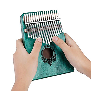 17 Key Thumb Piano with Carry Bag Tune Hammer Portable Handmade African Musical Instrument for Kids Adult Beginners Professionals(Green)