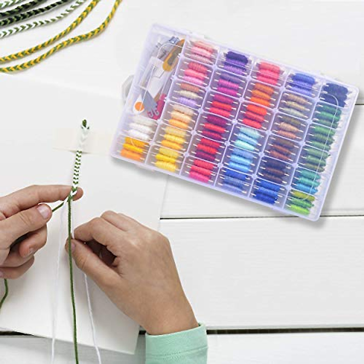 Peirich Embroidery Floss Cross Stitch Supplies, Friendship Bracelets String Kit Embroidery Floss Kit Cross Stitch Kits with Organizer Box Cross Stitch Tools - Gift for Halloween Christmas Birthday