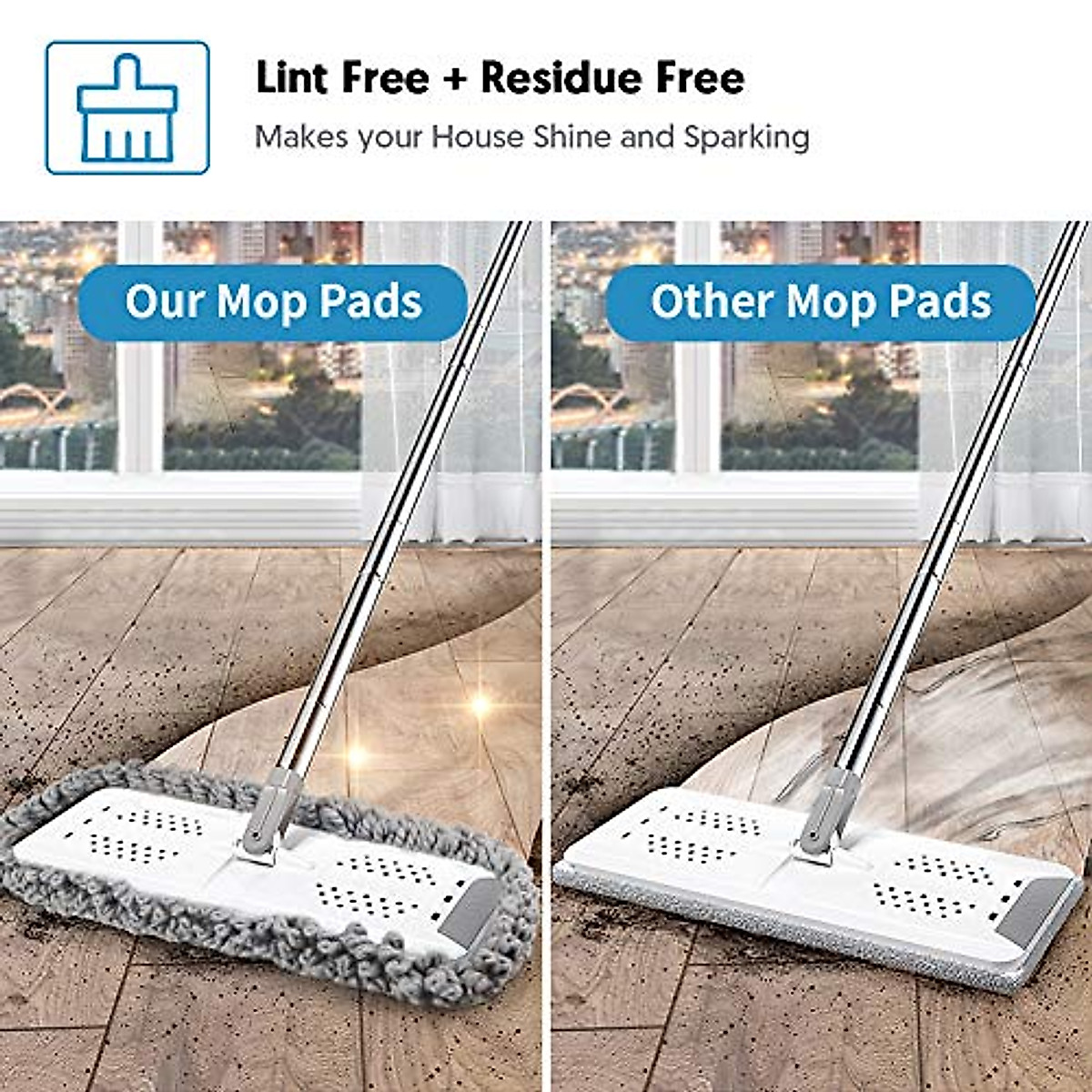 Reusable Mop Pads Refills Compatible with Swiffer Power Mop - MEXERRIS Microfiber Mop Pads Wet Dry Mop Pads Dust Mop Heads Refills Washable Pads for Swiffer PowerMop13"-15" Spray Mop -3 Pack