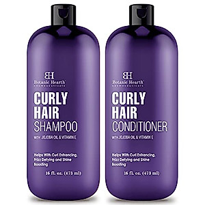 Botanic Hearth Curly Hair Shampoo and Conditioner Set For Curly Hair | Detangle, Define & Enhance Curls | With Jojoba oil & Vitamin E | Sulphate Free | 16 fl oz x 2
