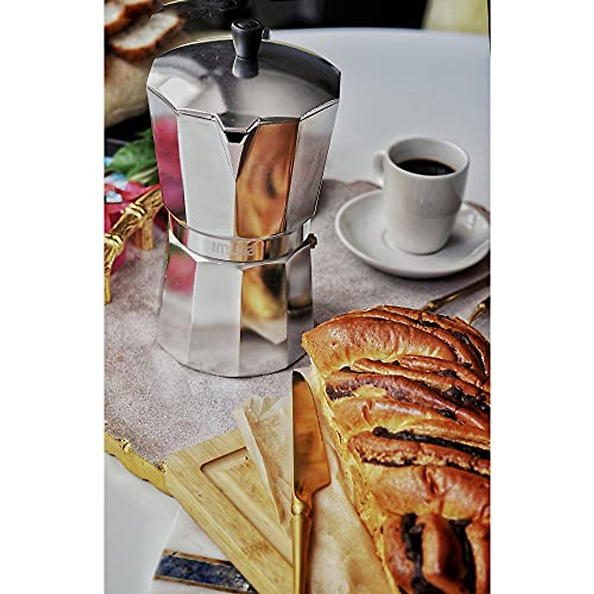 IMUSA USA B120-42V Aluminum Espresso Stovetop Coffeemaker 3-Cup, Silver