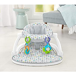 Fisher-Price Portable Baby Chair Sit-Me-Up Floor Seat With Developmental Toys & Machine Washable Seat Pad, Honeydew Drop