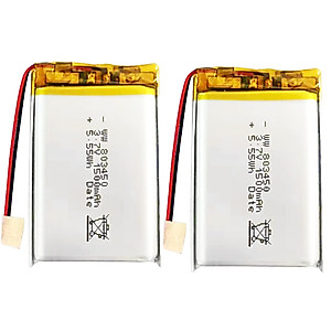 FREEDOH 3.7V 1500mAh Polymer Lithium Battery 803450 Rechargeable Lithium Polymer ion Battery Spare Battery Pack (2pcs)