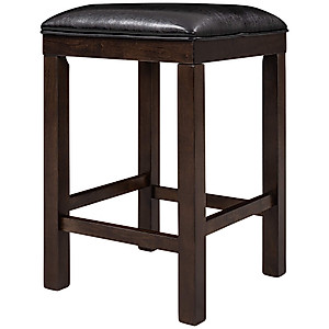 Merax 4-Piece Counter Height Bar Table Set with Socket and 2 Drawers, Mulitpurpose Rustic Bar Dining Table Set with 3 PU Leather Padded Stools, Espresso