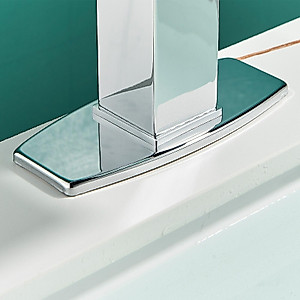 Mosson Waterfall Brass Bathroom Faucet Single Handle 1 or 3 Hole Bathroom Sink Faucet Chrome Washbasin Faucet with Deck and Water Supply Hoses