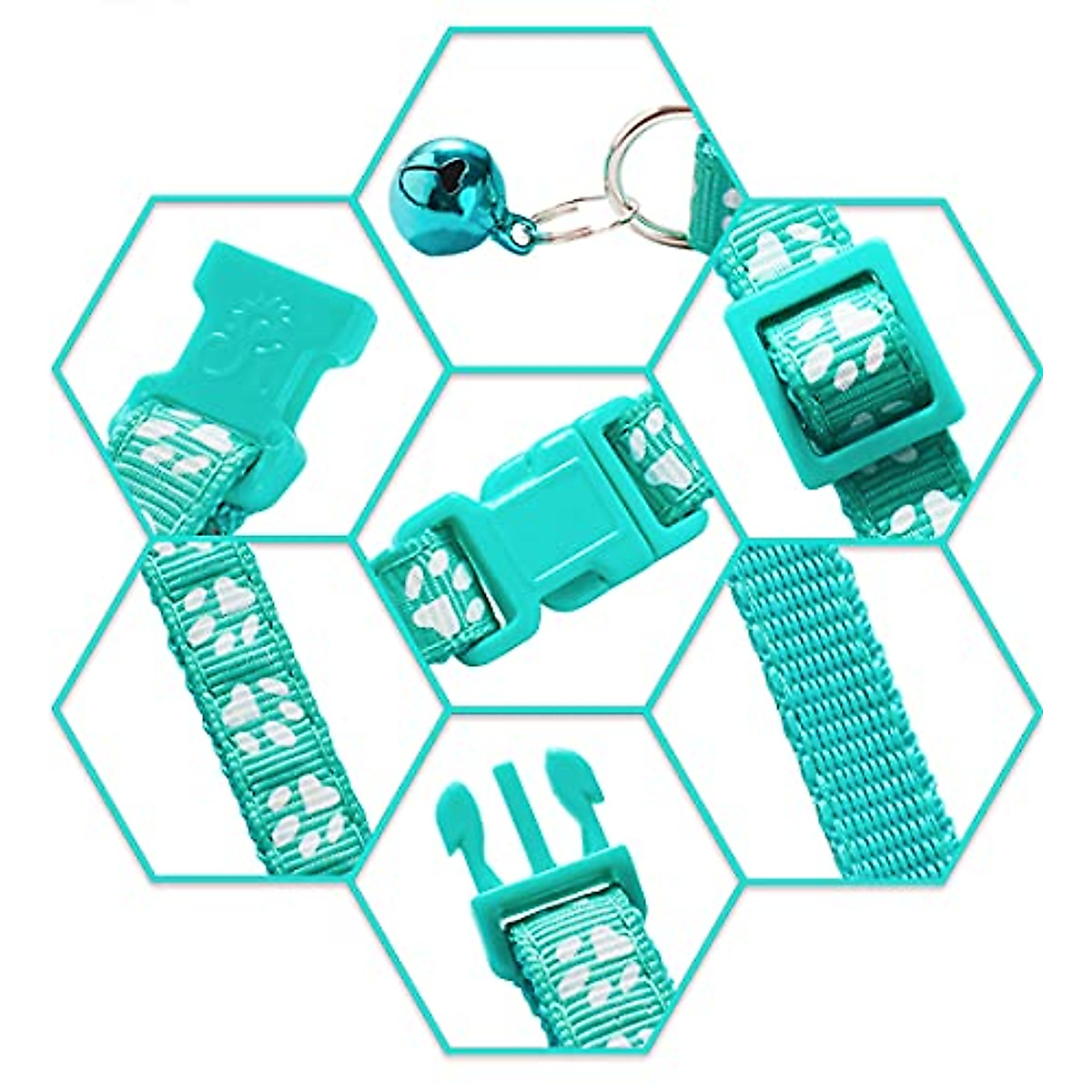 Flymind Puppy Collars, 19Pcs Whelping Puppy ID Collars with Bell Adjustable 19-32cm, Soft Nylon Litter Identification Dog Collars for Newborn Pets