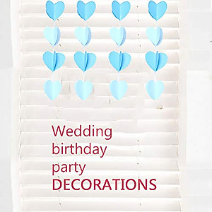 Abaodam 3pcs Dark for Light Banner Party Shape Festival Hanging Decoration Bunting Birthday Heart Blue Streamers Wall Supplies Wedding Event Ornaments Paper Blue+ M Love Garland