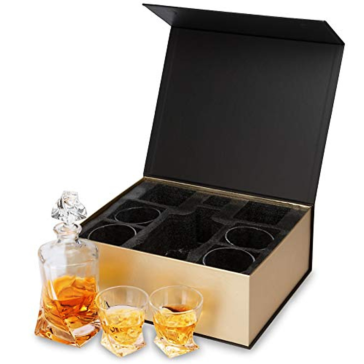KANARS Whiskey Decanter Set, Premium Crystal Liquor Decanter with 6 Old Fashioned Glasses for Cocktail Scotch Bourbon Irish Whisky Alcohol, Unique Men Gifts for Father's Day