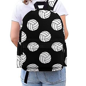 Black and White Volleyball Balls Travel Backpack Lightweight 16.5 Inch Computer Laptop Bag Casual Daypack for Men Women