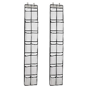 PVWSG Over The Door Shoe Organizer, 14 Large Mesh Pockets Hanging Shoe Rack for Closet Organizers and Storage, White, 2-pack (white)