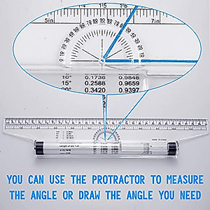 2 Pieces Plastic Measuring Rolling Ruler, Drawing Roller Ruler, Parallel Ruler, Multifunctional Drawing Design Ruler for Measuring, Drafting, Student, School and Office (12 Inch)