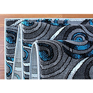 Masada Rugs, Modern Contemporary Woven Area Rug, Hand Carved (32 Inch X 10 Feet, Turquoise)