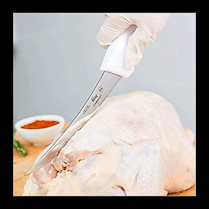 Choice 6 inch Curved Boning Kitchen Knife–Restaurant Quality Deboning Knife-Flexible Trimming Knife - Sharp Stainless Steel -Culinary Chefs Choice - White Ergonomic Handle -Comfortable Grip