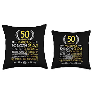 GTee Happy 50th Wedding Anniversary 50 Years of Marriage We Still Do-50th Wedding Anniversary Throw Pillow, 16x16, Multicolor