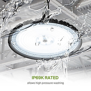 ASD UFO LED High Bay Light 5000K Daylight, 150W/200W/240W, 37,120 lm, Dimmable, DLC Premium & UL, 120-277V, Commercial Bay Lighting, LED High Bay Lights for Warehouse Shop, Waterproof IP69K