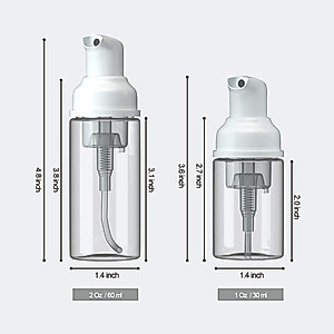 24 Pcs Empty Foam Pump Bottle 1oz/30ml Travel Size Plastic Pump Bottle Soap Bottle Portable Small Hand Sanitizer Dispenser Bottles, Refillable Clear Instant Foaming Bottles for Hand Lotion Shampoo