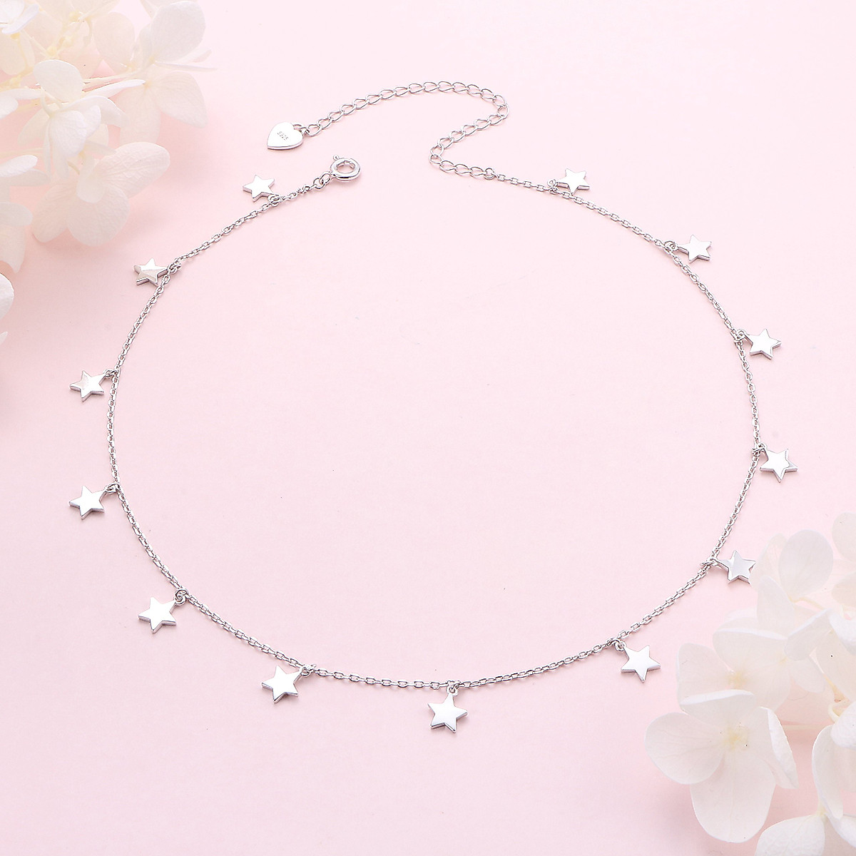 Sterling Silver Jewelry Lucky Star Choker Necklace Pendant Disc Chain Statement Necklace For Women