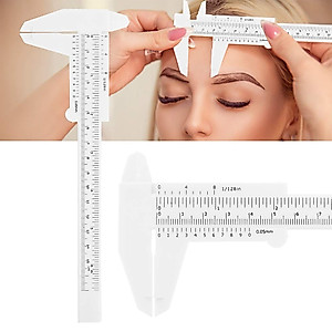 Vernier Caliper Waterproof Plastic Eyebrow Permanent Makeup Ruler Students Experimental Measurement Tools For Permanent Makeup Tattoo Eyebrow Line Lip