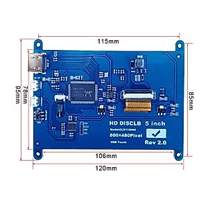 Aibesy 5 Inch HD Capacitive Touchscreen Display 800480 Resolution Small Portable Monitor with USB HD Interface Compatible with Raspberry Pi Educational Tool