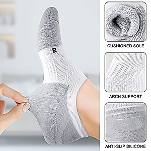 Gonii No Show Socks Womens Athletic Compression Running Low Cut Cushioned Socks 5 Pairs White