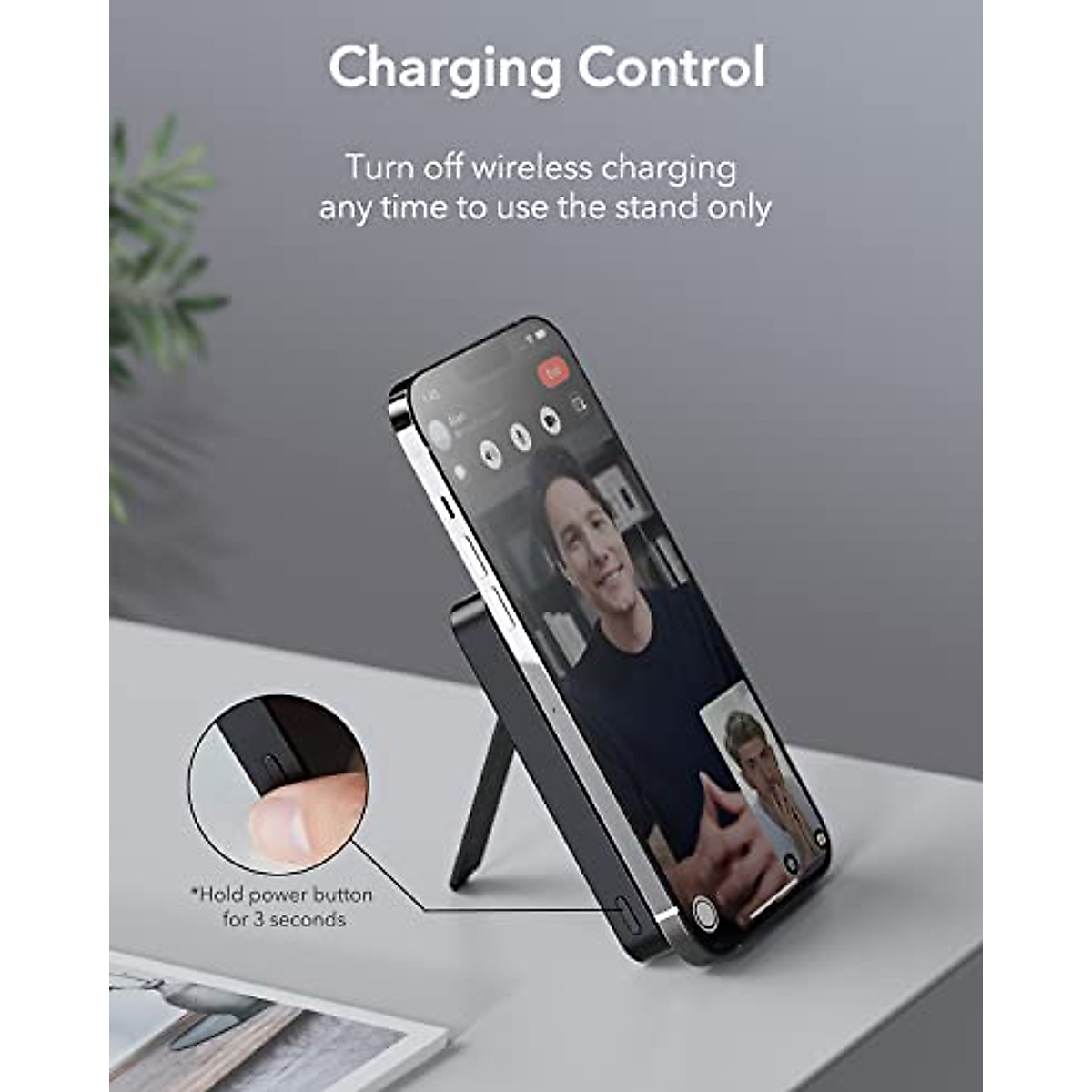 ESR MagSafe Battery Pack (HaloLock), 5,000mAh MagSafe Power Bank with USB-C Cable, Mini Kickstand Magnetic Wireless Power Bank for iPhone 14/13/12 Series, MagSafe Portable Charger, Black