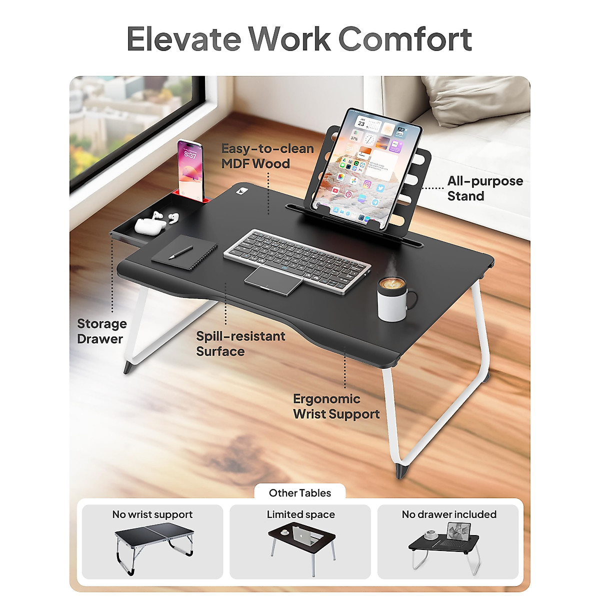 Cooper Mega Table XXL Extra Large Lap Desk for Bed | Laptop Table, Portable Desk, Bed Laptop Desk, for Bed, Desk, Laptop, Writing, Computer Bed Table for Laptop | Floor Table, Floor Desk for Adults