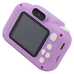 Jopwkuin Selfie Camera Toy, Portable Front Rear Lens Kids Digital Camera USB Rechargeable with 32G Card for Outdoor (Purple)