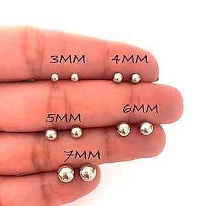 14K White Gold Ball Stud Earrings, 7mm