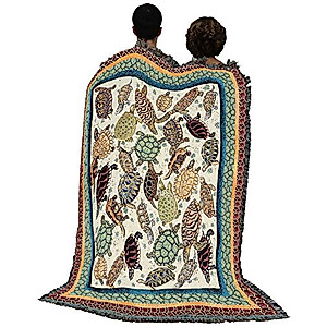 Pure Country Weavers Turtles Blanket by Elena Vladykina - Garden Floral Gift Tapestry Throw Woven from Cotton - Made in The USA (72x54)