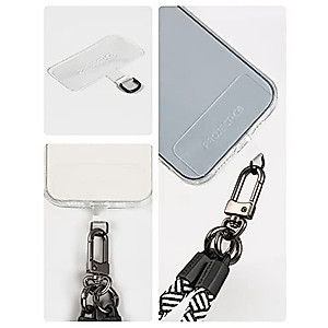 project-cb Phone Tether Tab 2 Pack,Universal Phone Lanyard Patch Without Adhesive,Phone Strap Replacement Part for Cell Phone (Black&Clear)