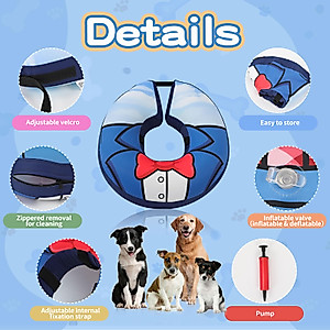 Dog Cone Collar, Adjustable Soft Dog Cone,Comfy Inflatable Dog Collars for After Surgery,Alternative to Cone of Shame,Dual-Sided Pattern Donut Collar for Small Medium Large Dogs,Not Block Vision（L）