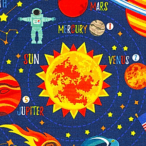 KC Cubs Outer Space Solar System Road Play Educational Learning & Fun Game Boy & Girl Kids Rug Carpet for Children Bedroom, Toddler Classroom and Baby Playroom Floor Mat, Playtime Adventure Activity