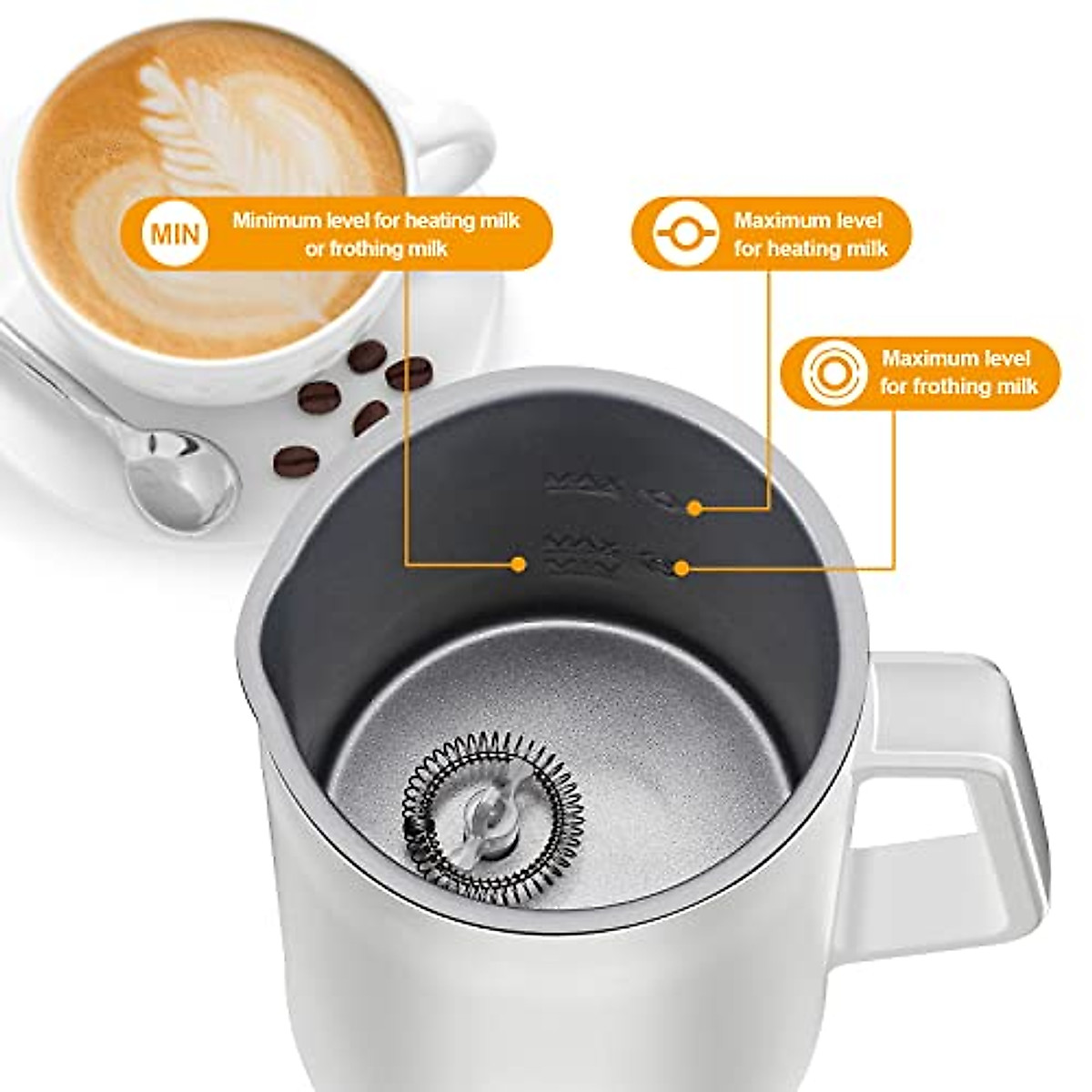 Milk Frother, 4-in-1 Electric Milk Steamer, 10oz/290ml Automatic Hot and Cold Foam Maker and Milk Warmer for Latte, Cappuccinos, Macchiato, From the Makers of GOGENGEN Pot, White